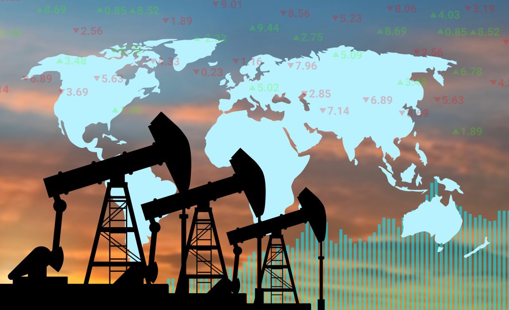 crued oil demand and price increasing daily concept with graphs and ...
